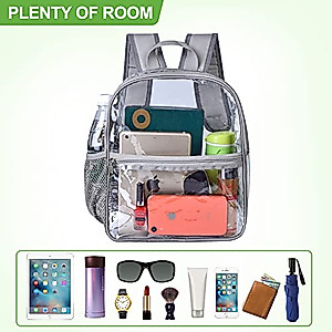USPECLARE Clear Backpack Stadium Approved 12×6×12, Water proof Clear Bag for Concert Work Sport Event (Grey)