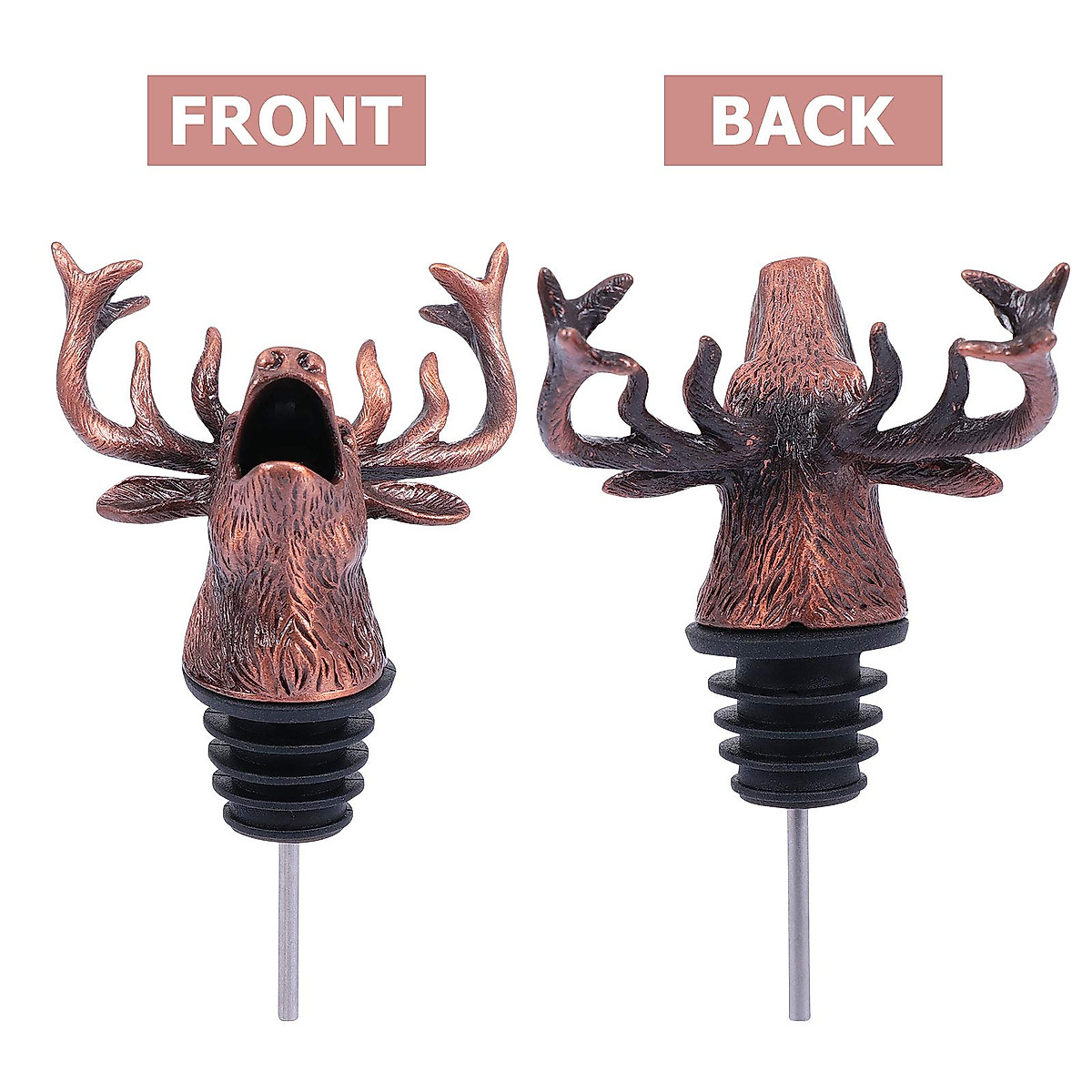 LUOZZY 3 Pcs Christmas Elk Wine Stopper Decorative Antler Wine Stopper Wine Pourer Christmas Party Supplies