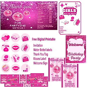 Pink Party Favors 72 Pc Princess Party Stickers Keychain Hot Pink Sunglass Bubble Wand Treat Box for Girl Hot Pink Birthday Party Supplies