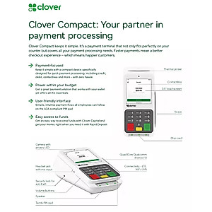 Clover Compact Payment Terminal - Requires Merchant Processing Account Through Powering POS.