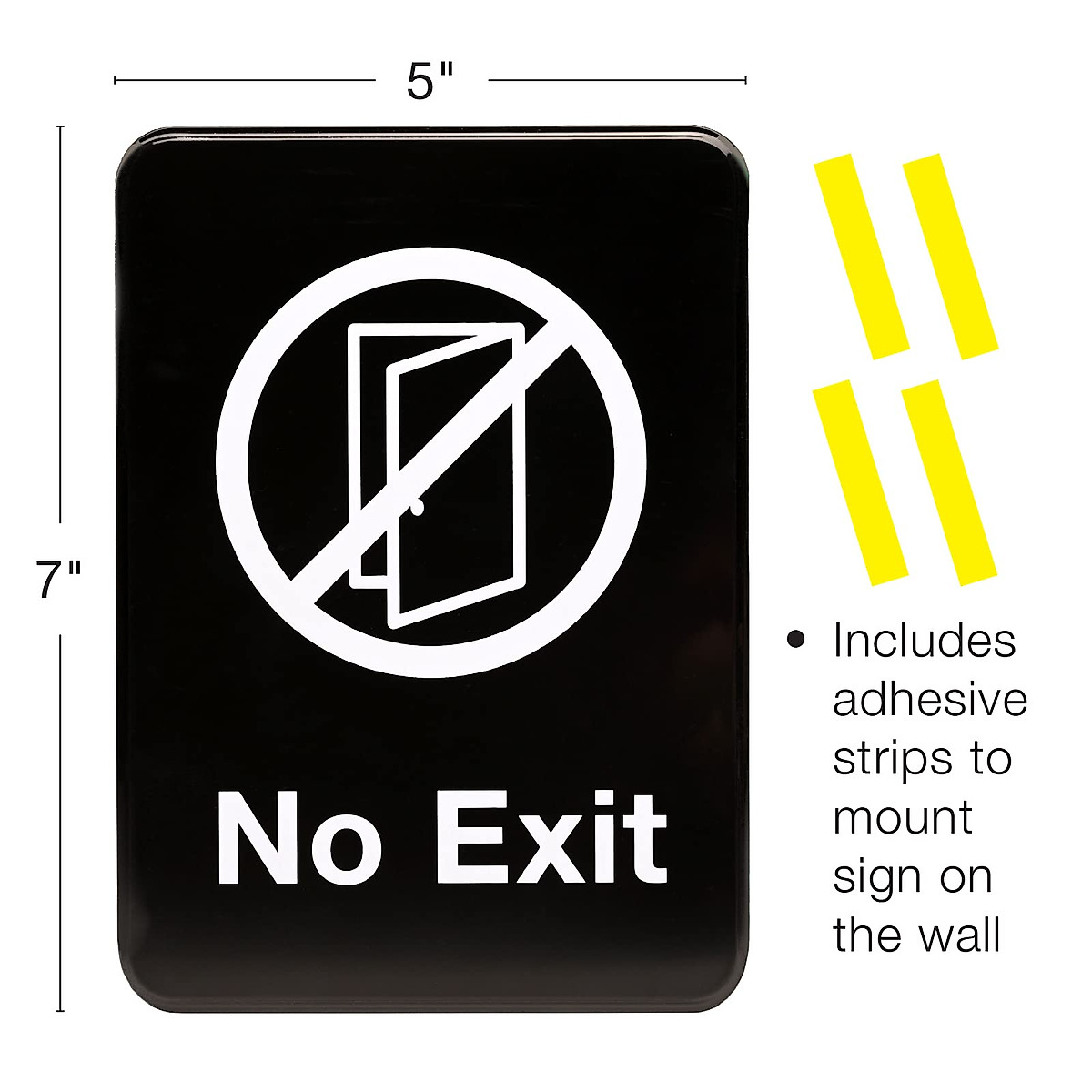 Excello Global Products No Exit Sign: Easy to Mount Informative Plastic Sign with Symbols 9" x 3", Pack of 3 (Black)