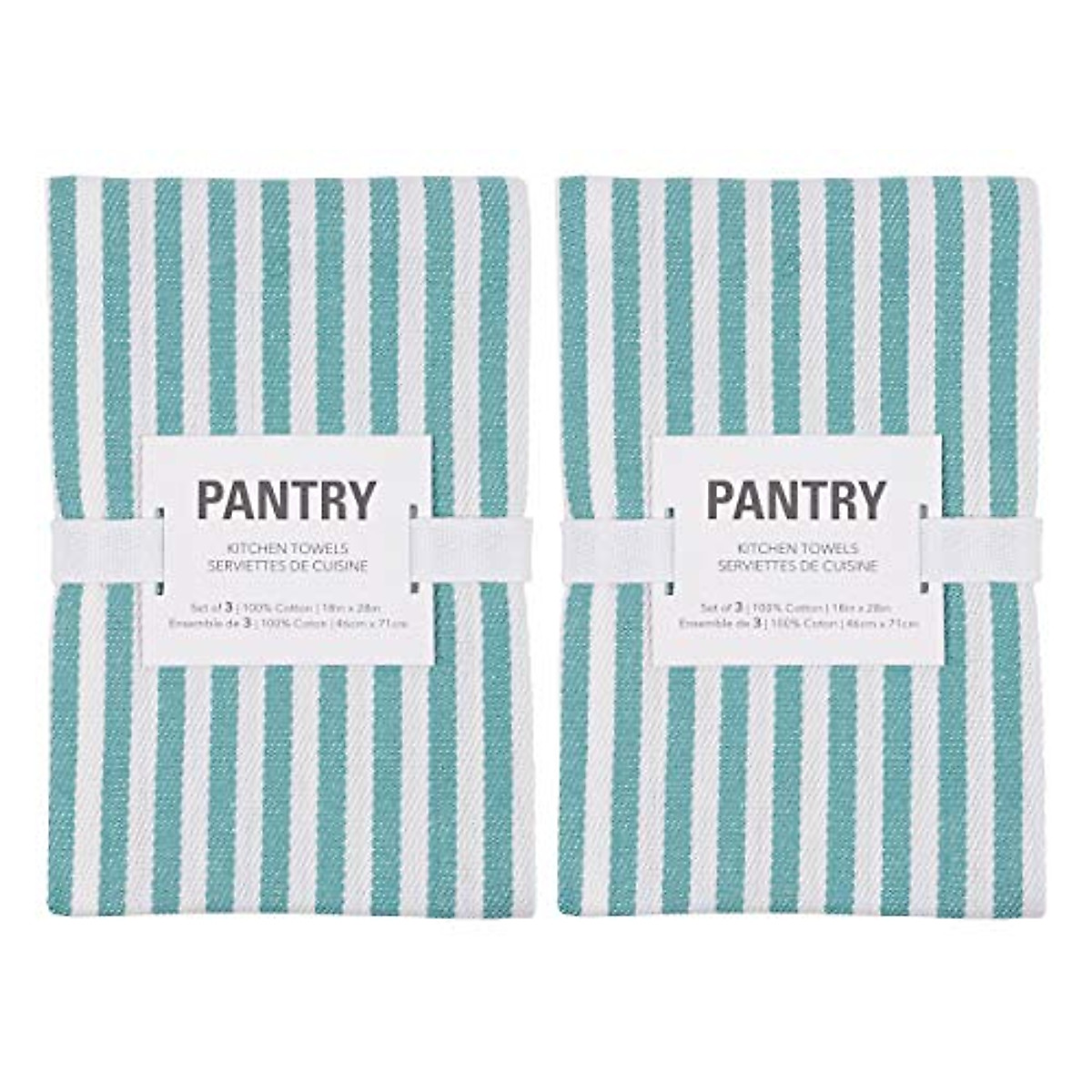 KAF Home Mixed Flat & Terry Kitchen Towels | Set of 6 18 x 28 Inches | 4 Flat Weave Towels for Cooking and Drying Dishes and 2 Terry Towels, for House Cleaning and Tackling Messes and Spills (Teal)