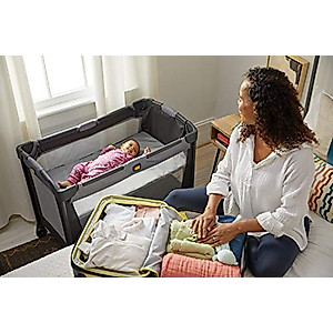 Century Travel On 2-in-1 Compact Playard with Bassinet, Playpen with Sheet Included, Metro