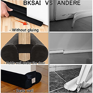BKSAI Door Draft Stopper for Doors 29-35" No Adhesive Draft Stopper for Bottom of Door Draught Excluder Under Door Wind Blocker Reduce Noise Draught Excluder Sweep Sound Proof(Black)