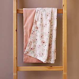 Lila & Jack Reversible Mink Fleece Baby Blanket, Newborn - Toddler Blanket 30 X 40 Inches (Pink Floral)