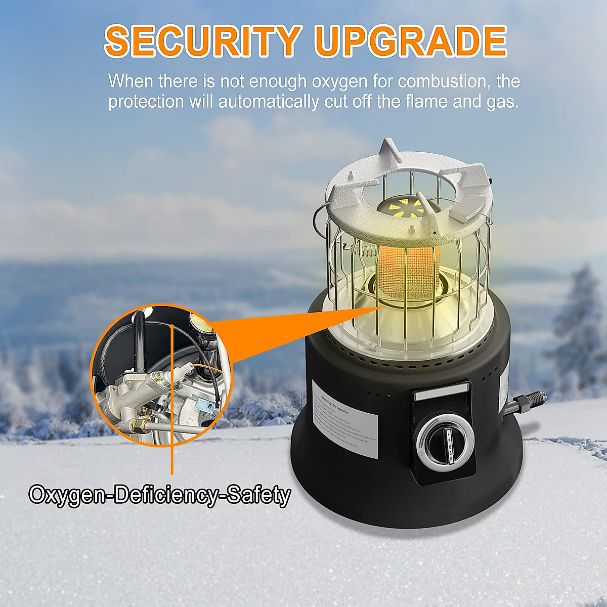 AKUSAKO Upgraded Propane Heater - Portable Tent Heater, Camping Gas Heater and Stove, Patio Heaters with Pressure Reducing Valve for Outdoor/Indoor Ice Fishing Hiking Hunting Survival Emergency,Black