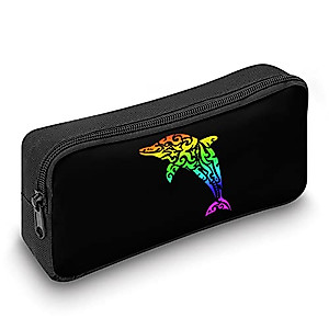 Tribal Dolphin Pencil Case Makeup Bag Big Capacity Pouch Organizer for Office College