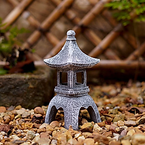 Aloak Asian Solar Zen Pagoda Garden Statue, Outdoor Japanese Lamp Lantern for Home Garden Landscape Décor (9.8 inch Pagoda)