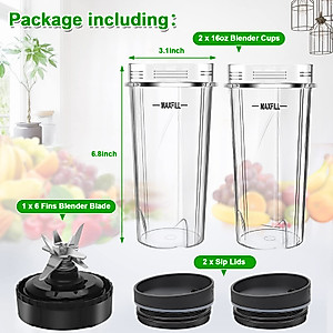 3 Pack Small 16oz Cup with Lids Magic Bulle Replacement Part Cup Mug with lids Compatible with 250w MB1001 Magic Bullet Mugs & Cups Blender Juicer Mixer