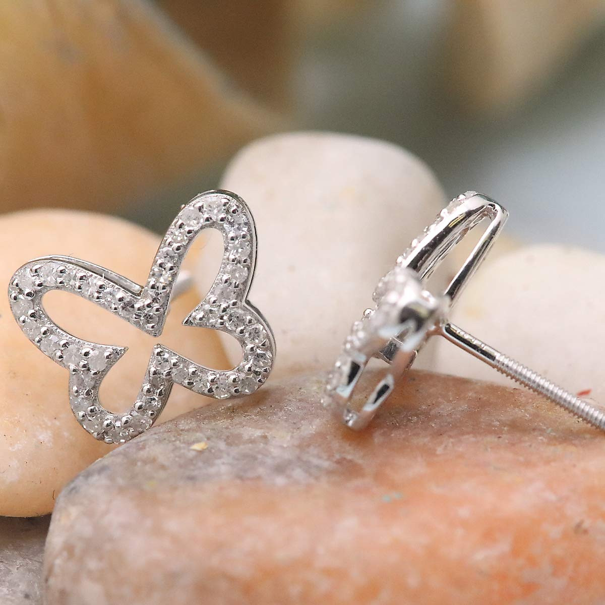 Dazzlingrock Collection 0.45 Carat (ctw) Round White Diamond Ladies Butterfly Stud Earrings 1/2 CT, Sterling Silver