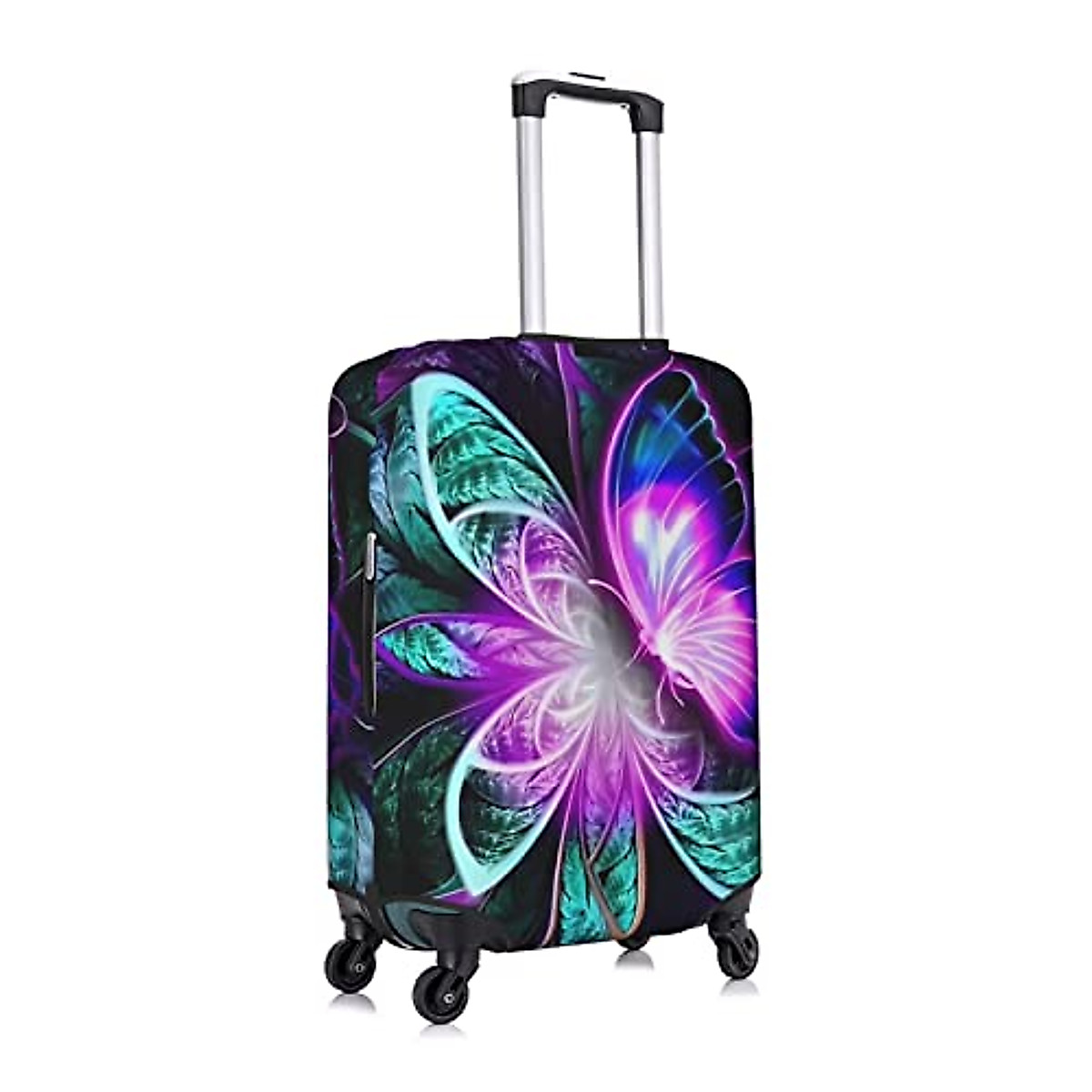 Travel Luggage Cover Suitcase Protector, Fractal Purple Butterfly Leaves Thickened Washable Elastic Anti-scratch Suitcase Sleeve with Concealed Zipper for Wheeled Suitcase Fits 18-21 Inch Luggage