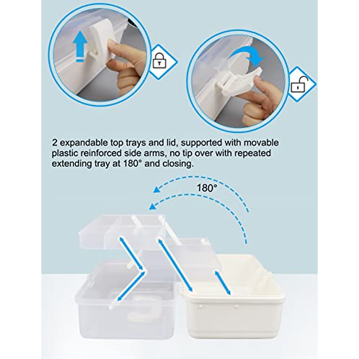 Hlotmeky Art Supply Box Sewing Box 3 Layers Craft Organizers and Storage with Handle Tool Box Tackle Box Organizer