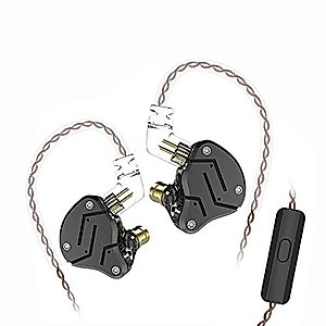 YINYOO KZ ZSN in-Ear Earbuds New 1DD 1BA HiFi Monitor Earphones Noise Cancelling Wired Earbuds Balanced Armature Dynamic Driver Hybrid Headphones with Microphones(Black mic)