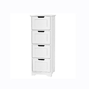 MAXCBD Nightstand Bedside Table Drawer Cabinet Bathroom Floor Cabinet Free-Standing Side Storage Organizer with 4 Drawers White Bathroom Cabinet Storage Tower Dresser