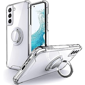 Silverback for Samsung Galaxy S22 Case Clear with Ring Kickstand, Protective Shock -Absorbing Bumper Shockproof Phone Case for Galaxy S22 -Clear