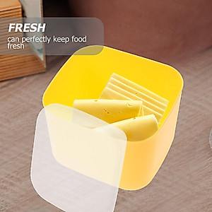 UPKOCH Cream Cheese Plastic Cheese Storage Containers with Lid Cheese Slice Holder Airtight Cheese Box for Fridge Kitchen Counter Yellow L Mini Fridge