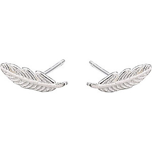 SLUYNZ Genuine 925 Sterling Silver Tiny Feather Studs Earrings for Women Sterling Silver Studs Earrings