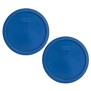 Pyrex 7401-PC 3-Cup Lake Blue Round Plastic Lid, Made in USA - 2 Pack