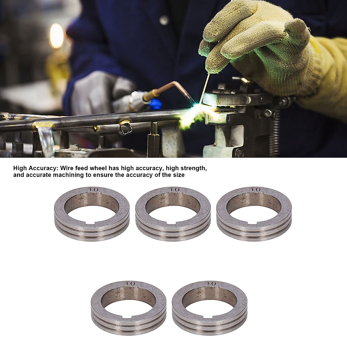 Welders Wire Feed Roller, High Accuracy Welder Drives Roll Stable Feeding 5Pcs Wear Resistant for Welding Machine Tool