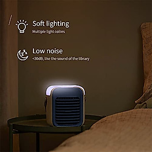Portable Air Conditioner, Portable Evaporative Cooler, Suitable for Bedside, Office, tent, baby's room and Study Room, misting design, Quick & Easy Way to Cool personal Space, As Seen On TV, Cordless&Rechargeable