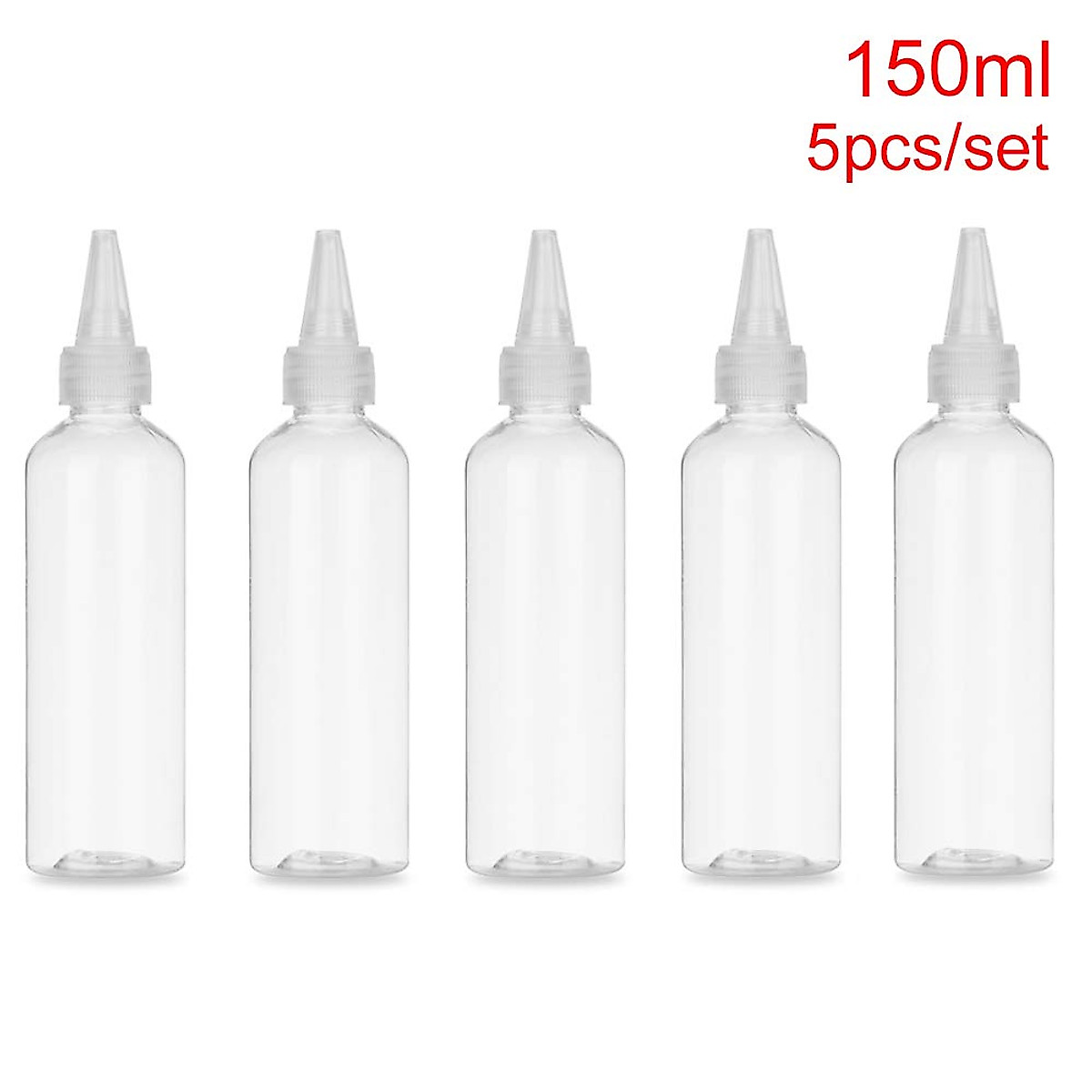 CHDHALTD 5Pcs Plastic Empty Dropper Bottles, Reusable Liquid Dispenser with Twist Top Cap for Childproof Cap Squeeze Bottles(150ml)