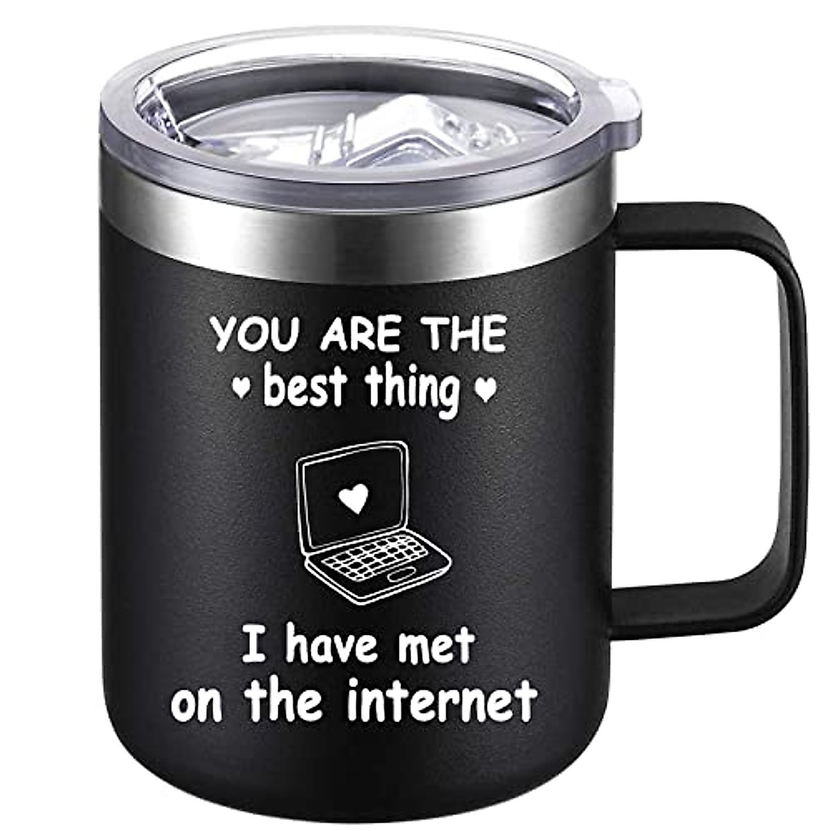 DRONEA Coffee Mug Stainless Steel Insulated Travel Mug with Handle Funny Gifts for Him Mens, Unique Gifts for Boyfriend, Husband on Mothers Day, Anniversary, Birthday (Black)