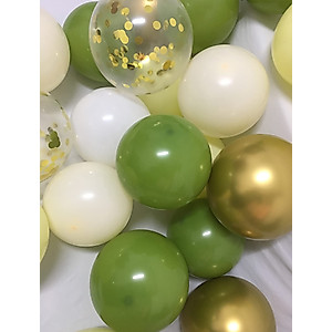 Olive Green Gold Balloons 12inch – Ivory White Pastel Yellow Green Balloons for Baby Shower Wedding Birthday Party Decorations 60 packs (Lime Green)