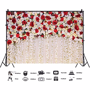 CSFOTO 10x8ft Wedding Backdrops for Reception Floral Backdrop for Wedding Shower Engagement Backdrop Flower Wall Backdrop Bridal Shower Background for Cradle Ceremony Backdrop for Proposal