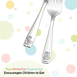 PLASKIDY Kids Silverware Stainless Steel Set of 10 Toddler Utensils Forks and Spoons - Dishwasher Safe Kids Flatware Set Children's Safe Cutlery Set