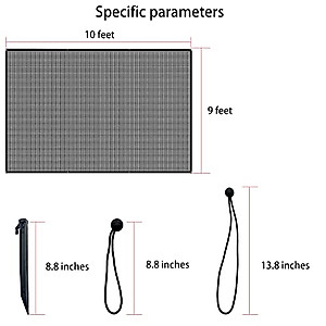 9 ' X 10 'RV Awning Shade Replacement for Grid Sunshade RV Camper Trailer (Black)