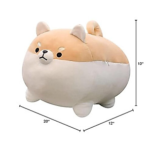FLORVIV 19.6" Fat Dog Plush Pillow Shiba Inu, Cute Corgi Stuffed Animals Plushies Toy Doll Festival