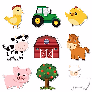 WERNNSAI 27PCS Farm Party Centerpieces Sticks - Farm Birthday Party Favors Decorations DIY Farm Animals Tractor Party Supplies Table Toppers Barnyard Cutouts Farm Theme Birthday Party Decors