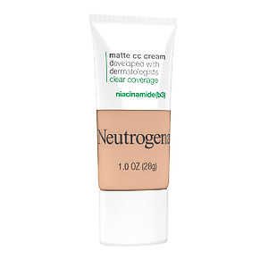 Neutrogena Clear Coverage Flawless Matte CC Cream, Full-Coverage Color Correcting Cream Face Makeup with Niacinamide (b3), Hypoallergenic, Oil Free & -Fragrance Free, Warm Peach, 1 oz