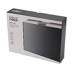Joseph Joseph Folio 4-Piece Color coded Cutting Board Set, Slimline Case for Organized Storage, Large - Graphite