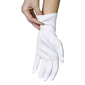 ANSMIO 2 Pairs Cotton Gloves, White Gloves for Dry Hands, Cotton Gloves for Sleeping, Moisturizing Night Gloves, White Gloves 100% Cotton, Size S (2 Pairs)