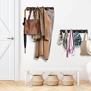 Black Bath Towel Hooks, Coat Hooks Entryway Heavy Duty Coat Racks,Wall Mount Towel Hooks and Towel Rack, Stainless Steel Wall Hook Decor for Hat, Robes, Keys- Bathroom Bedroom Hanger Organizer