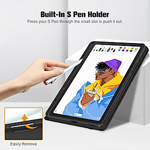 Fintie Case for Samsung Galaxy Tab S6 Lite 10.4 Inch 2024/2022/2020 with S Pen Holder, Multi-Angle Viewing Soft TPU Back Cover with Pocket Auto Wake/Sleep, Black