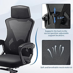 Naudhenm Office Chair Mid Back Swivel Lumbar Support Desk Chair,Computer Gaming Chair with Comfortable Armrests, Mesh Desk Chairs with Wheels, Swivel Computer Task Chair (Black)