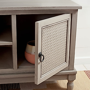 SAFAVIEH Home Collection Haines Greige 2-Door 1-Shelf Entertainment Stand up to 55" Flatscreen TV Media Unit