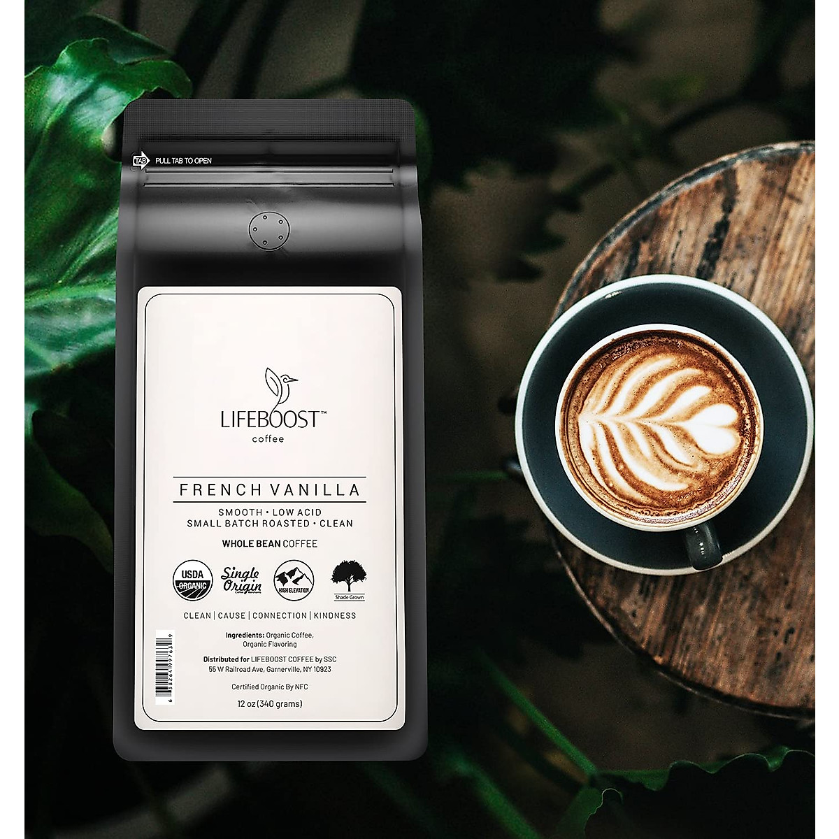 Lifeboost Coffee Whole Bean French Vanilla Coffee - Low Acid Single Origin Non-GMO Organic Coffee - Third Party Tested For Mycotoxins & Pesticides - 12 Ounces