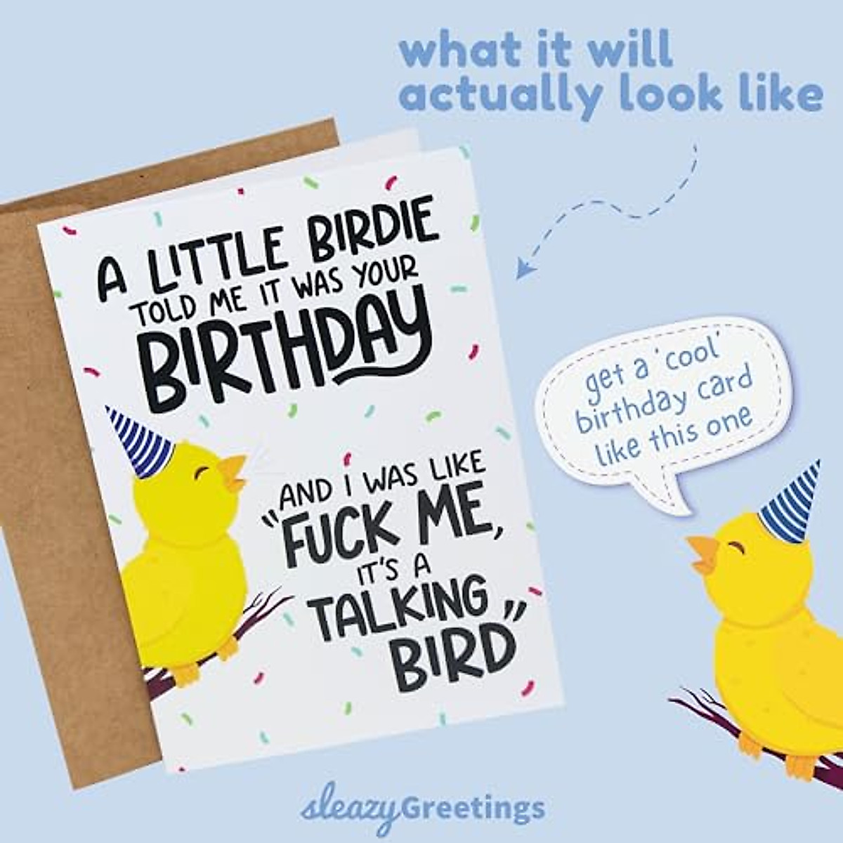 Sleazy Greetings Funny Birthday Card for Men Women | Little Birdie Told Me It Was Your Birthday Card For Him Her 21st 30th 40th 60th Birthday Card