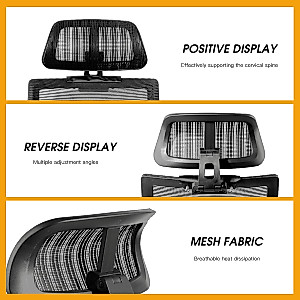 The office chair headrest attachment universal, can adjust The height, inclination, and distance between The front and back. The mesh headrest is suitable for ergonomic office chairs(black)
