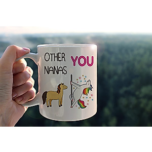 kunlisa Best Nana Mug Cup,Other Nanas VS You Cute Unicorn Ceramic Mug-11oz Coffee Milk Tea Mug Cup,Grandmother Grandma Nana Birthday Mother's Day Gifts From Grandson Granddaughter