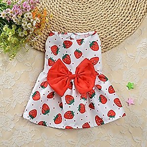 WEISHA Dog Dress 1PC Dog Floral Skirts Bow Princess Dress Dog Spring Summer Section Sweet Fresh Snap Style Puppy Clothes Pet Supplies(XL,Red)