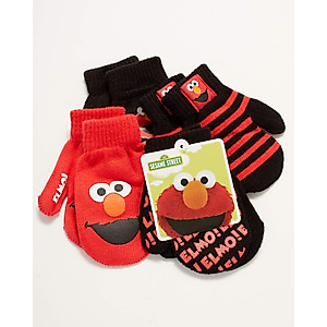 Sesame Street Toddler Boys’ Mittens – Elmo, Cookie Monster, Big Bird, Oscar the Grouch (2T-4T), Size Age 2-4, Elmo Mitten
