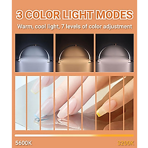 Jectse Half Moon Desk Lamp, 28 Inch Nail Desk Lamp LED Half Moon Light Nail Light with 10 Brightness and 7 Colors, Dimmable Half Moon Lamp for Nails Lash Extension Tattoo (US Plug)