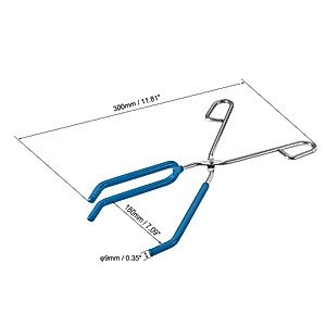 uxcell Lab Beaker Tongs 3 Prongs Stainless Steel 11.81-inch Opens Up to 180mm Width Blue