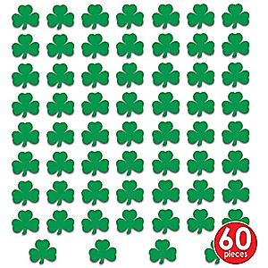 Beistle Printed Shamrock Cutouts 60 Piece, 5", Green