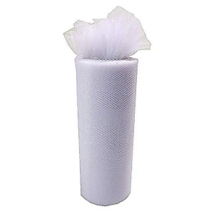 Yuanchuan Solid White Tulle Rolls 6 inch x 25 Yards (75 feet) Solid Color for Table Runner Chair Sash Bow Pet Tutu Skirt Sewing Crafting Fabric Wedding Birthday Ribbon (White)