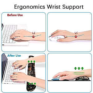 Keyboard Wrist Rest & Mouse Wrist Rest Pad & Coaster, Made of Memory Foam, Ergonomic Support, Easy Typing and Relieve Wrist Pain, Perfect for Gaming, Computer, Office, Laptop, Animal